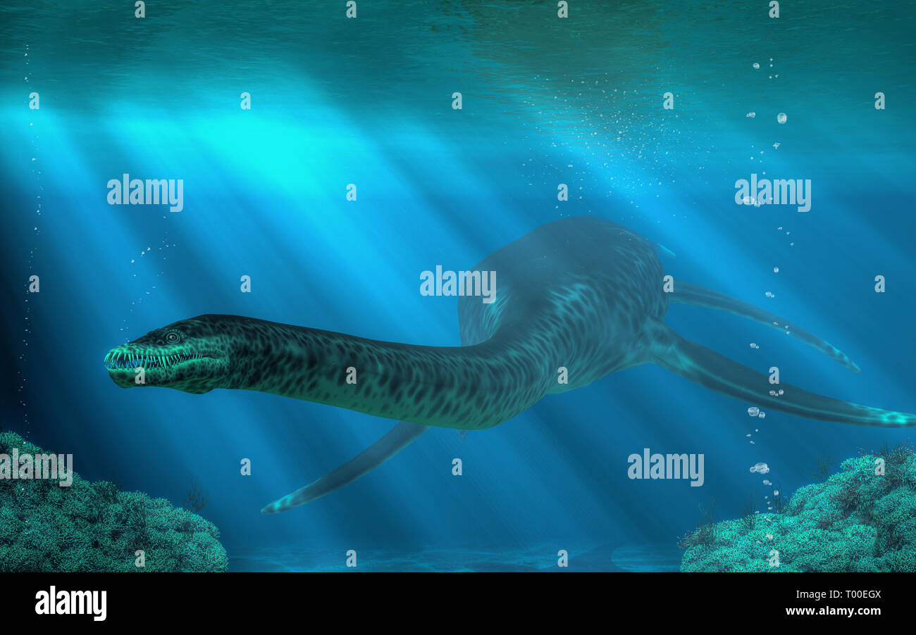 You have entered the underwater realm of the styxosaurus, a plesiosaur ...