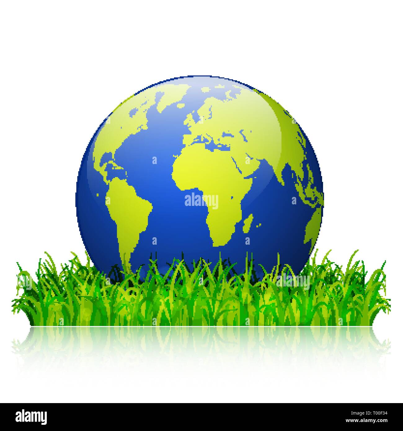 World environment day concept. Earth globe on green grass vector ...