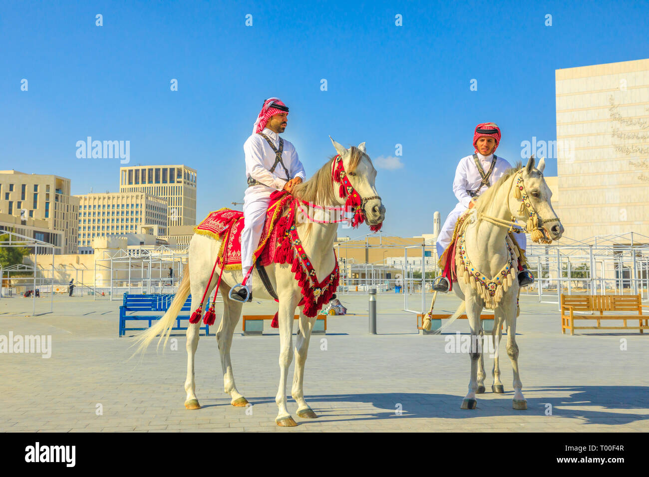 Doha, Qatar - February 20, 2019: two heritage Police Officers in ...