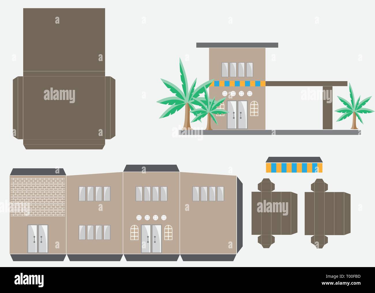 Restaurant or House Paper Model, Cut and glue Stock Vector Image & Art ...