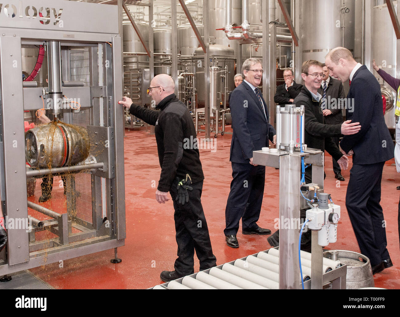 Barrel sprays its contents being filled officially opening hi-res stock ...