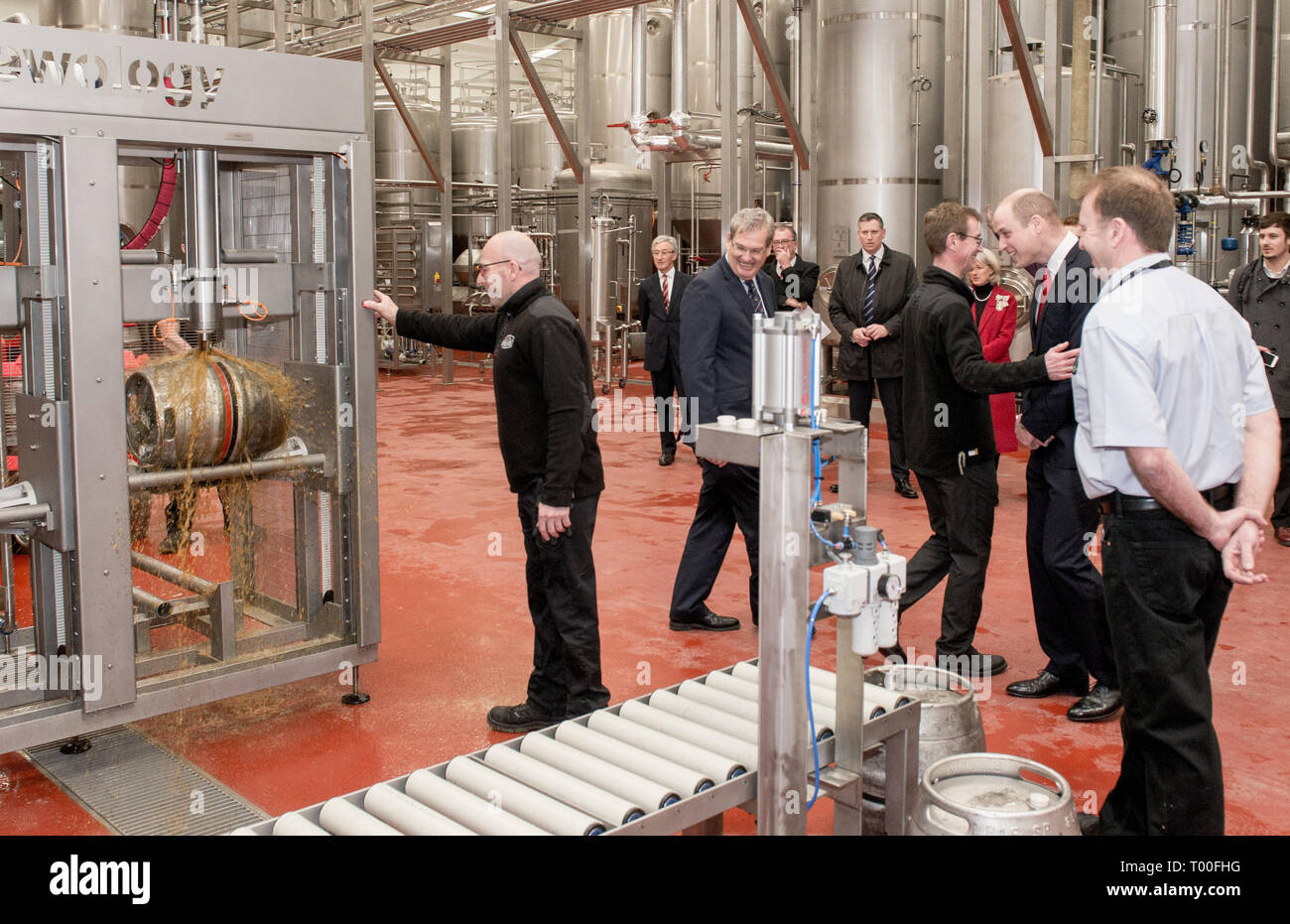 Barrel sprays its contents being filled officially opening hi-res stock ...