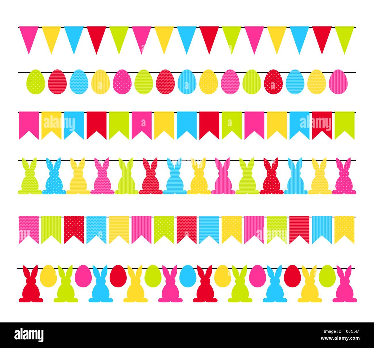 Colorful Easter garland flags isolated on white background vector Stock ...