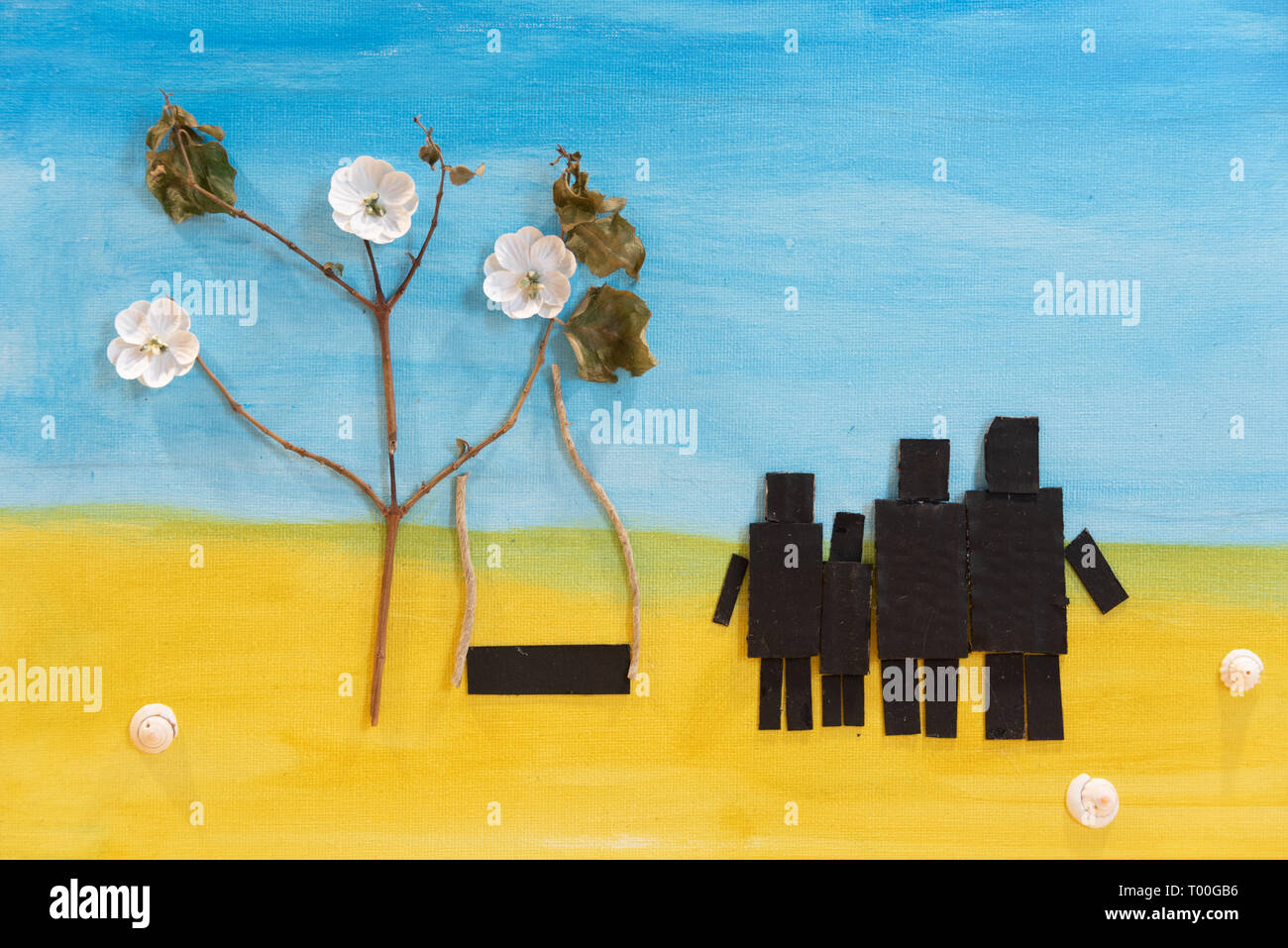 Watercolour drawing with shells. Family ties. Symbol picture for family ...