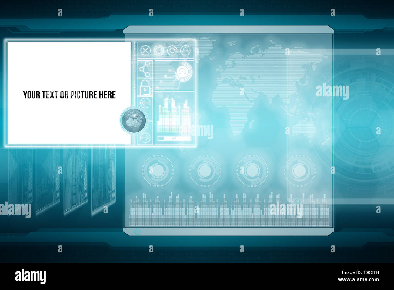 Global business concept. Dark and blue futuristic corporative ...