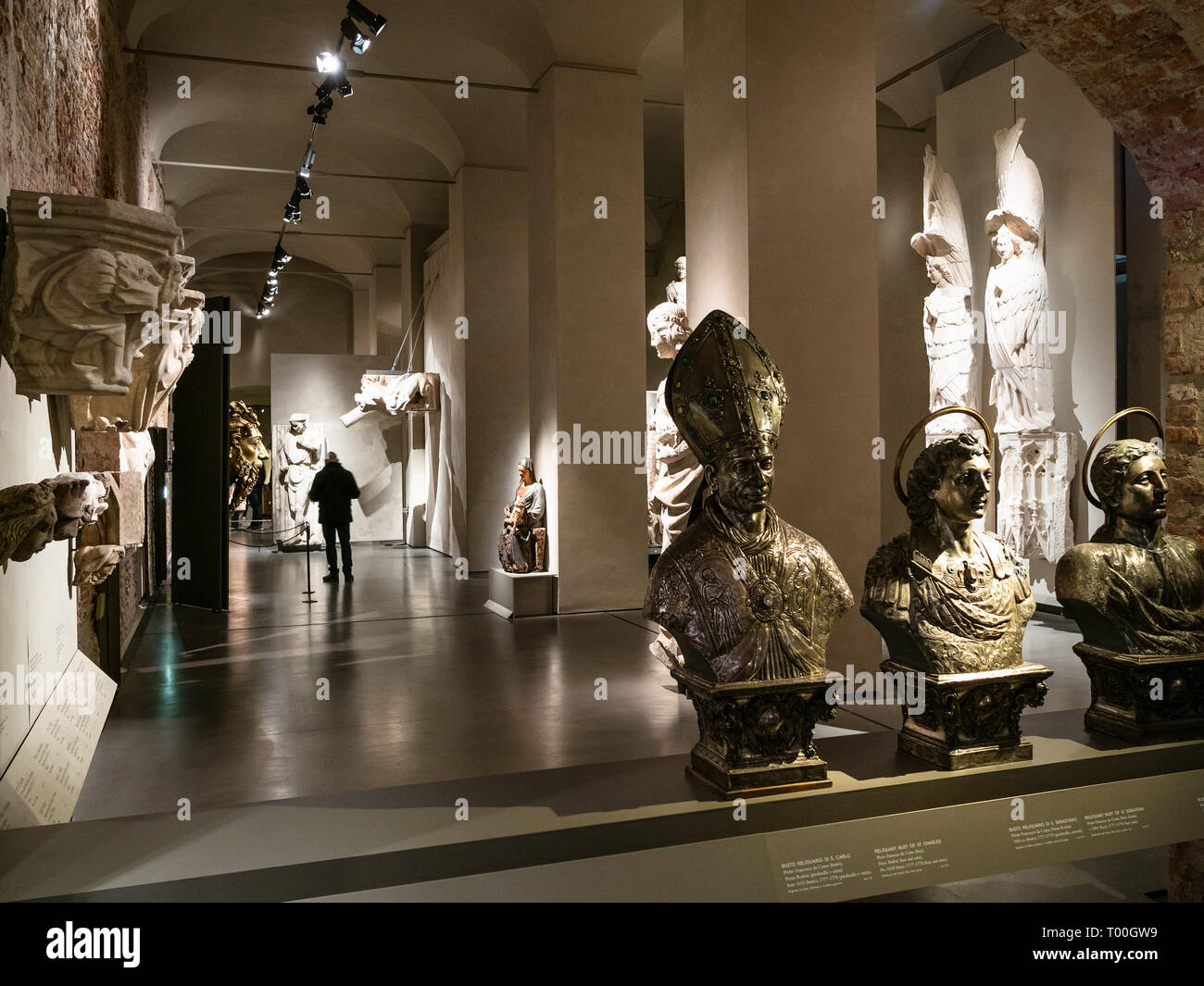 MILAN, ITALY - FEBRUARY 24, 2019: visitor in hall in Grande Museo del ...