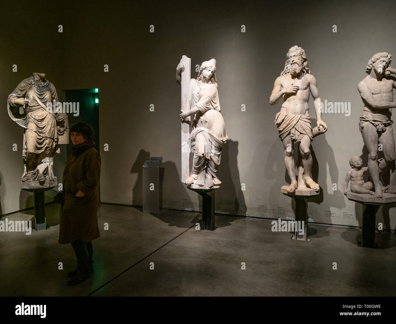 MILAN, ITALY - FEBRUARY 24, 2019: room with statues in Grande Museo del ...