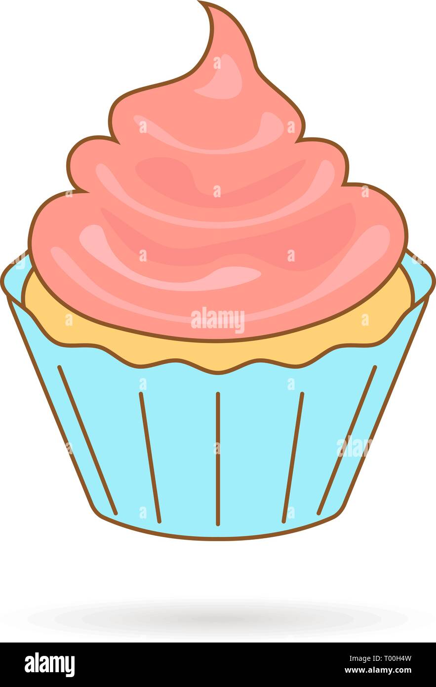 cupcake icon with pink cream Stock Vector Image & Art - Alamy