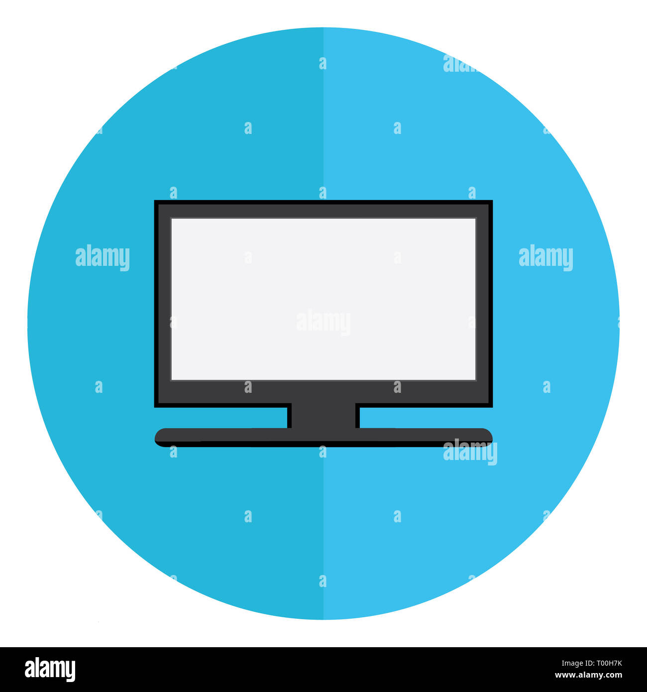 Vector illustration flat television icon with circle on white ...