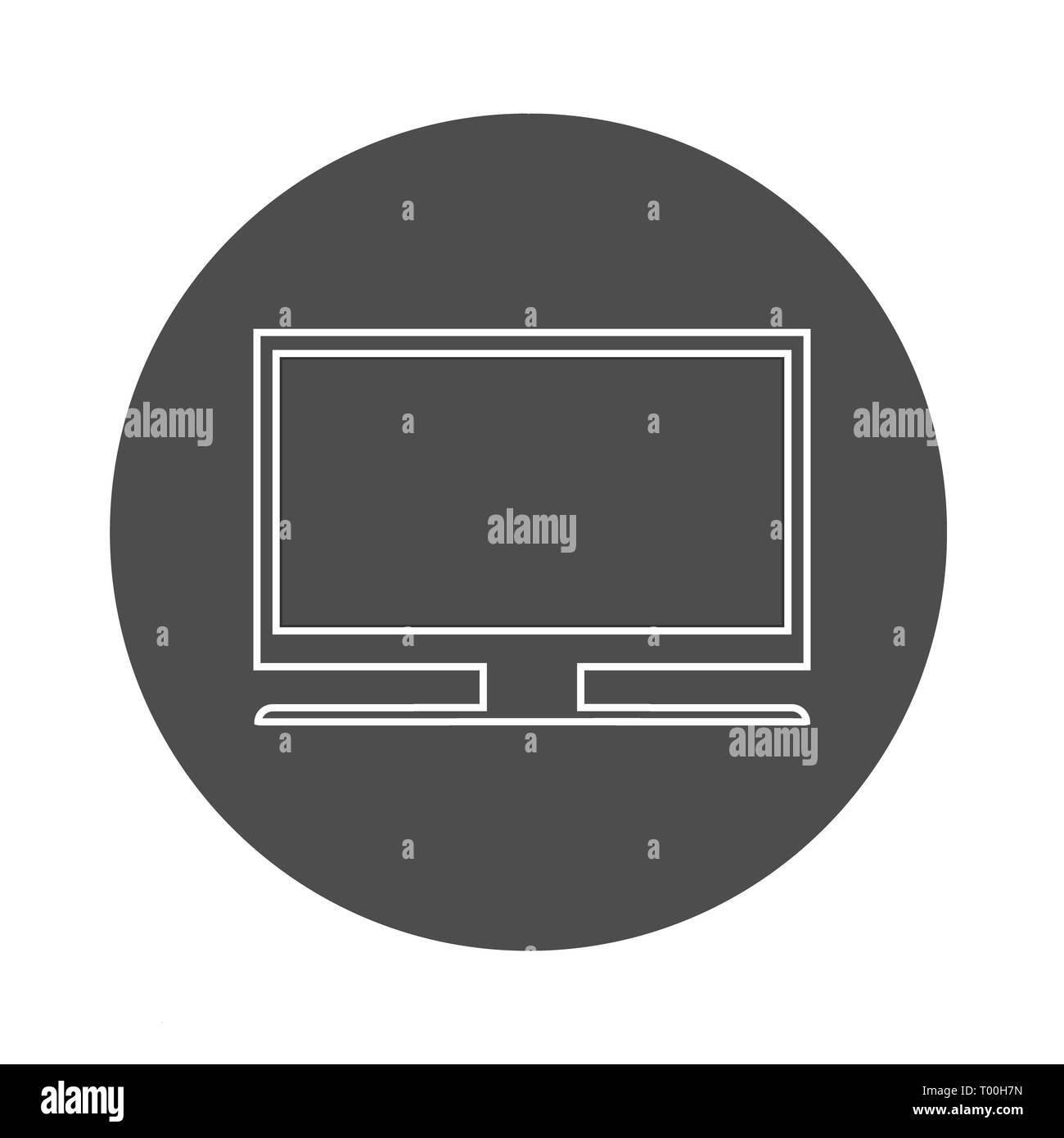 Vector illustration line television icon with circle on white ...