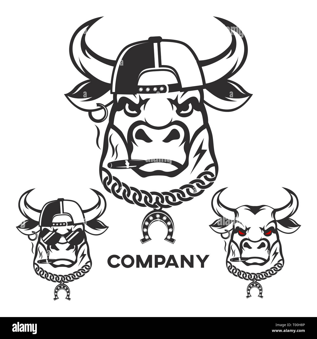 evil bull head logo Stock Photo - Alamy