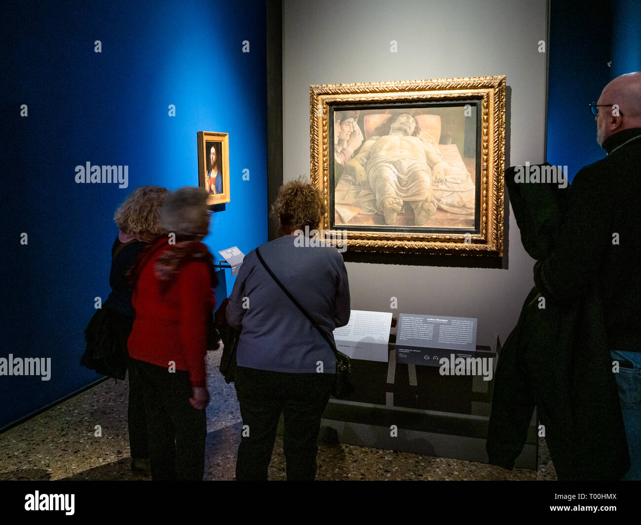 MILAN, ITALY - FEBRUARY 24, 2019: tourists look paintings in Pinacoteca di Brera (Brera Art ...