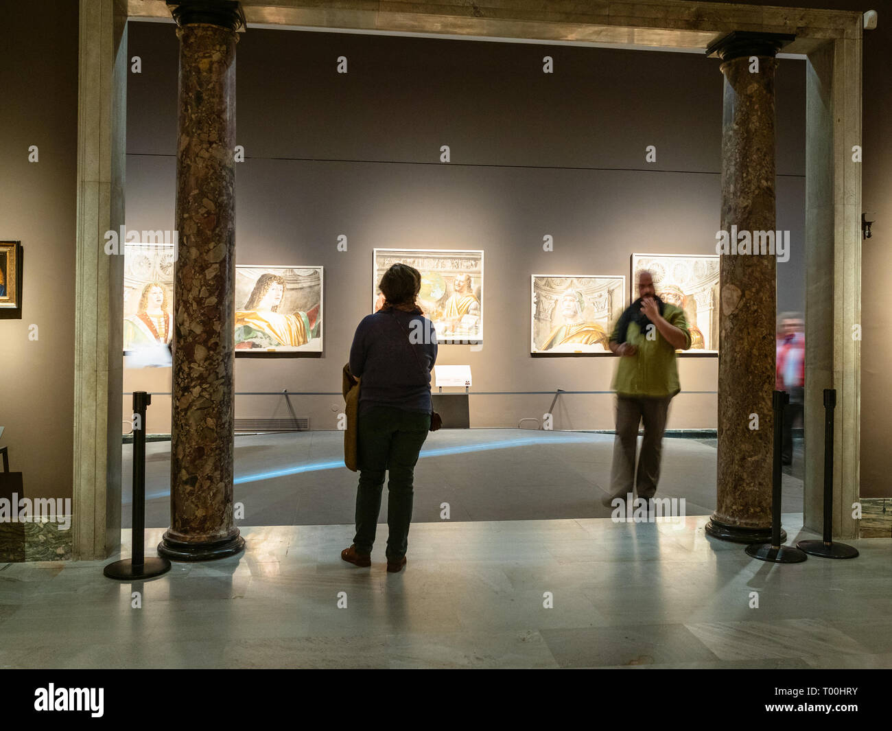 MILAN, ITALY - FEBRUARY 24, 2019: tourists walk in room in Pinacoteca di Brera (Brera Art ...