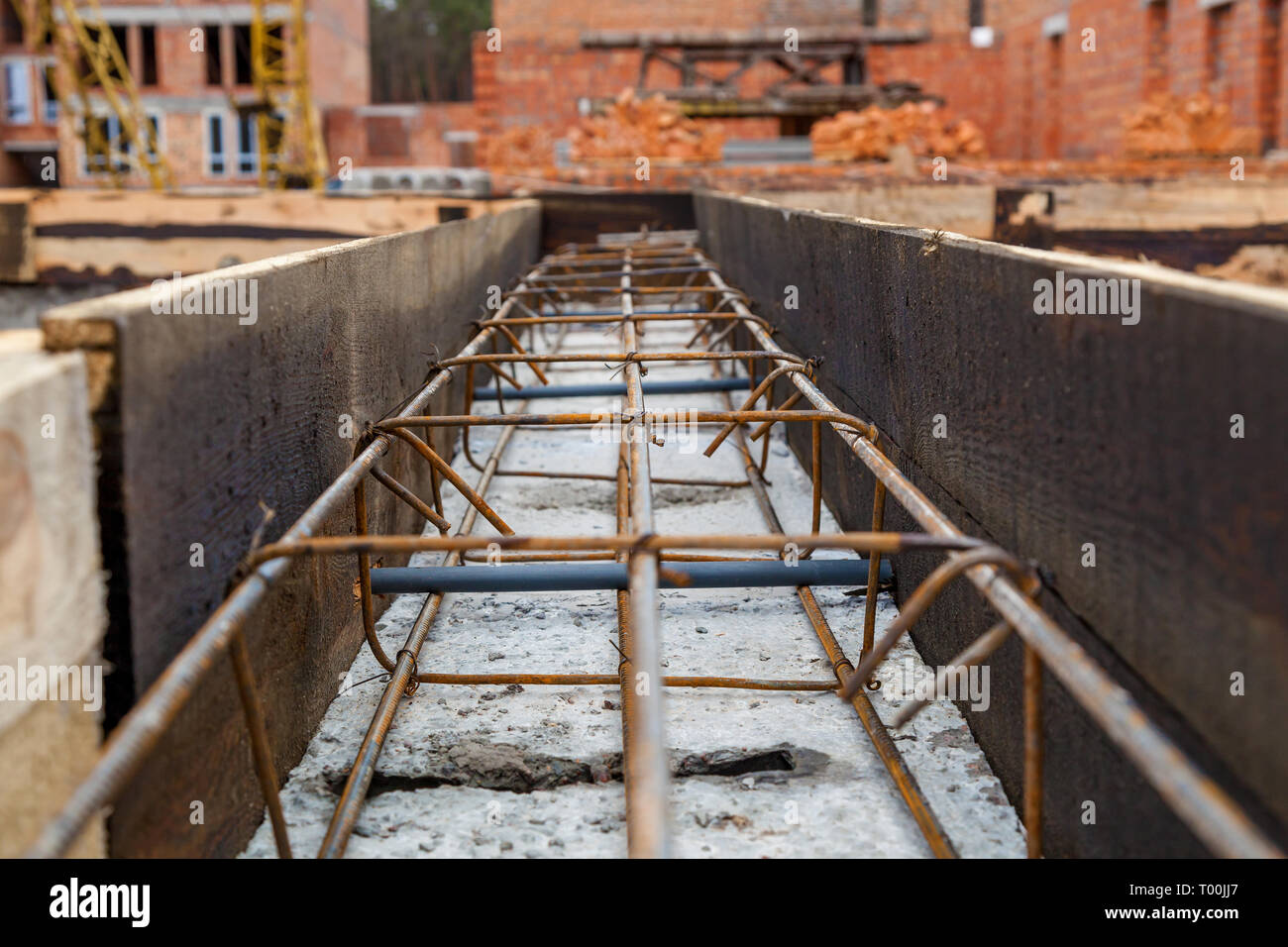 Metal structures for concrete structures. Construction site, tools ...