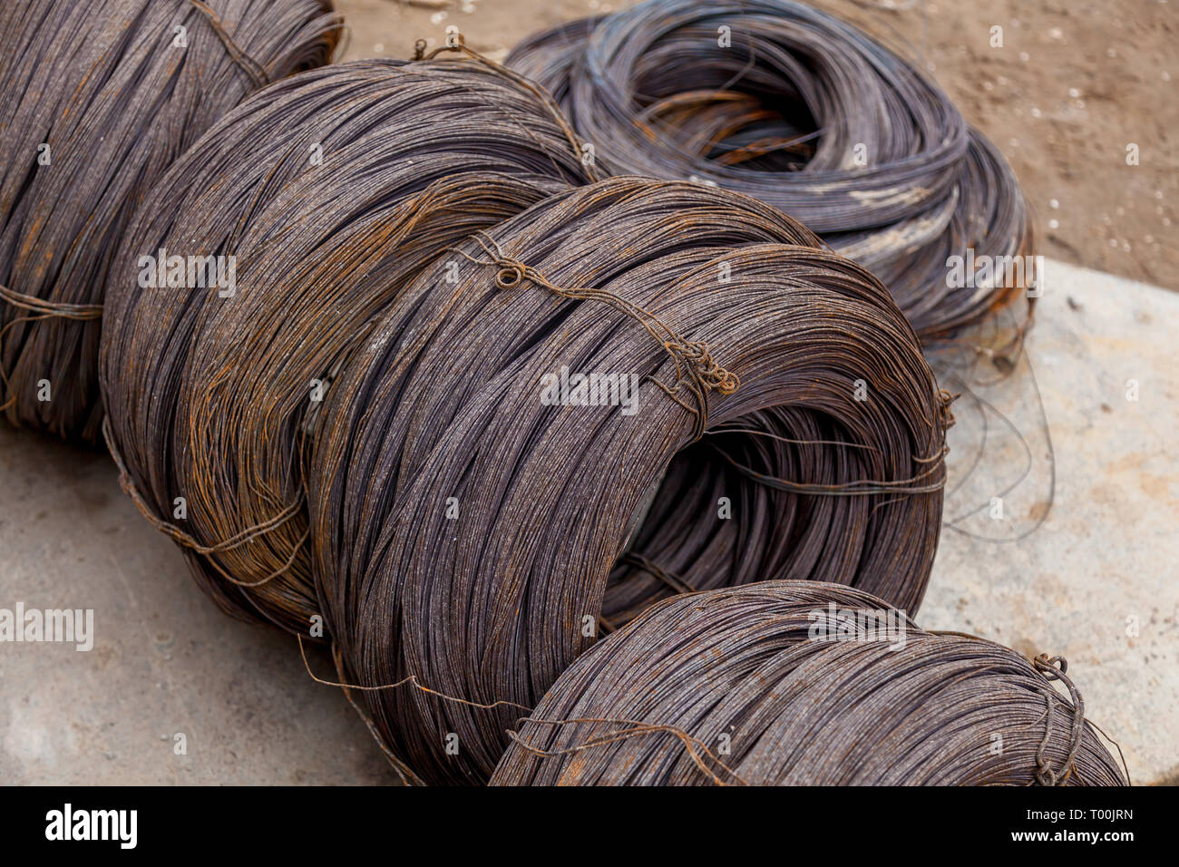 Metal structures for concrete structures. Construction site, tools ...