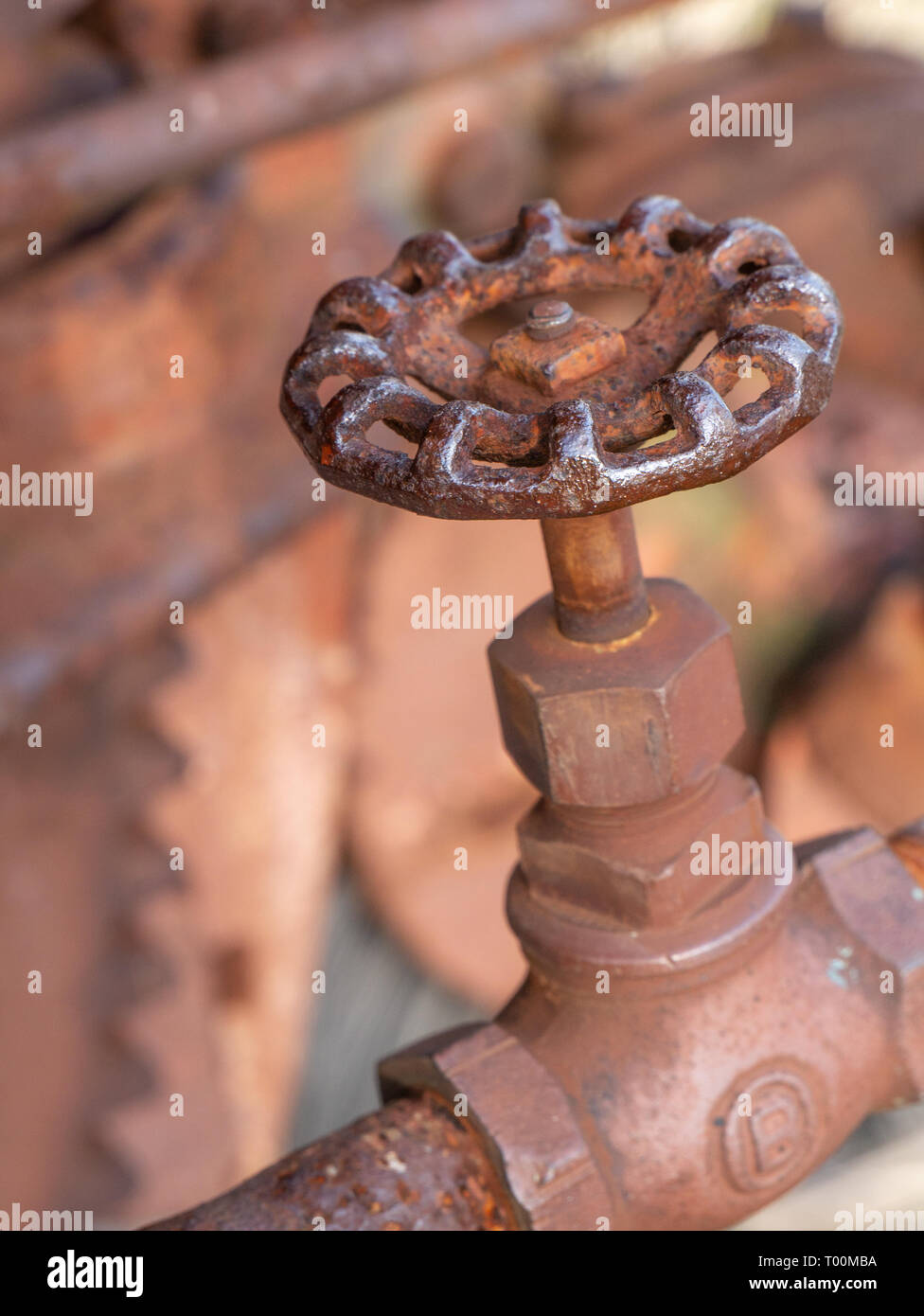 Rusted valve on old fish cleaning equipment near Semiahmoo Bay ...
