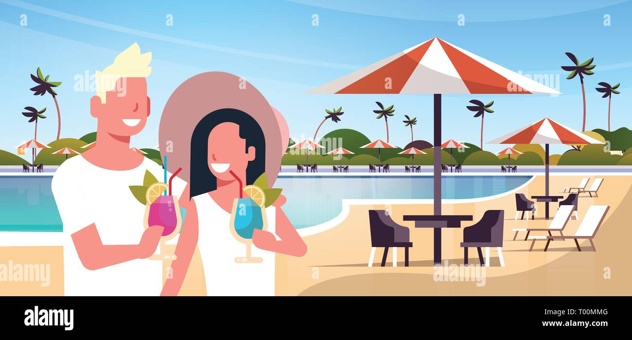 Woman pool cocktail Stock Vector Images - Alamy