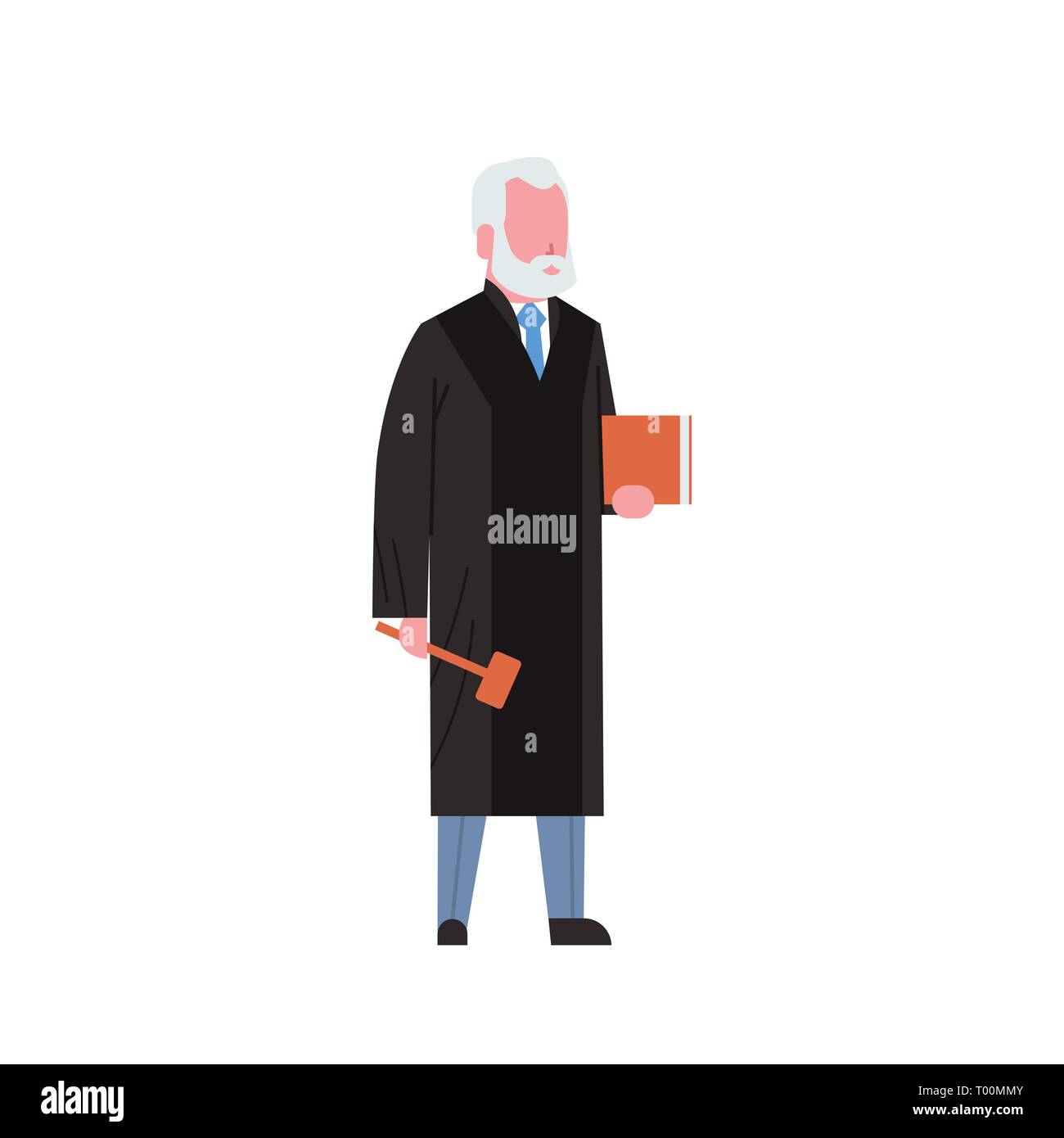 judge man court worker in judicial robe holding book and hummer low ...