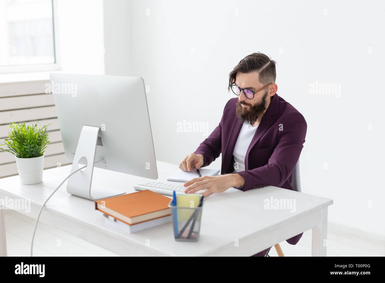 People, designer and technology concept - Artist working on at the ...