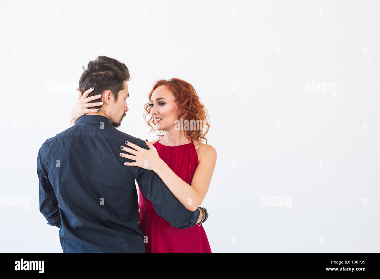 Romantic, social dance, people concept - couple dancing bachata in the ...