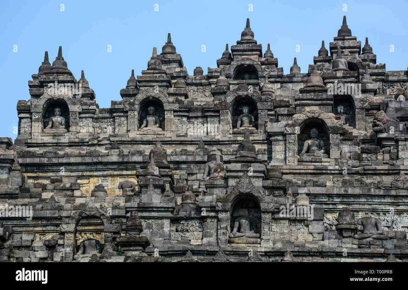 Details of Borobudur Temple in Magelang, Indonesia. Built in the 9th ...