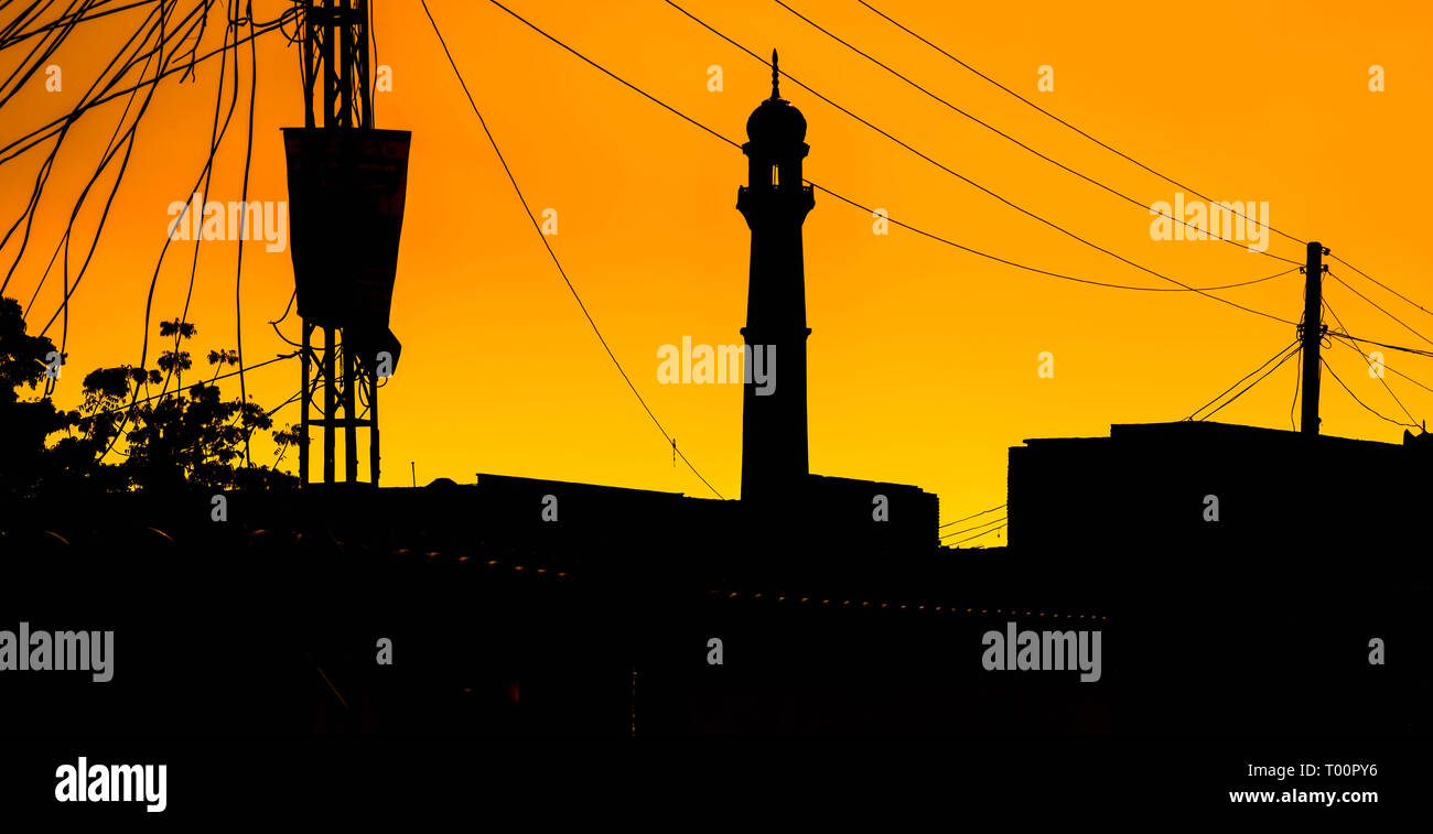 sunset over a mosque,a minaret,punjab,pakistan Stock Photo - Alamy