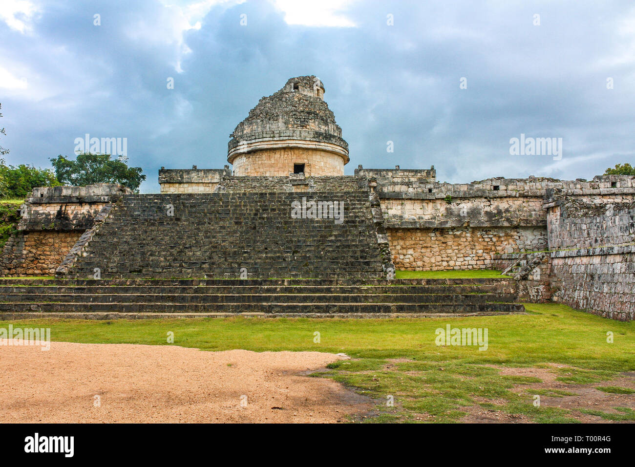 Ancient Mayan observatory in Mayan city of Chichen Itza archaeological ...