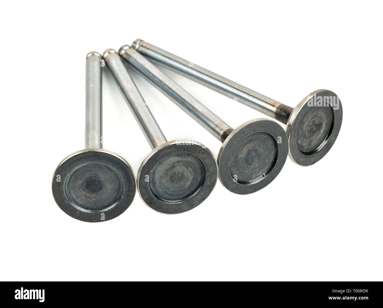 Metal exhaust valves for car motor isolated on white background Stock ...