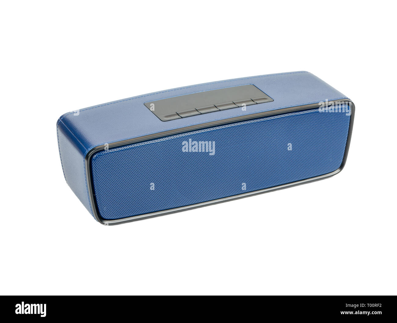 Blue compact Bluetooth speaker on white background Stock Photo - Alamy