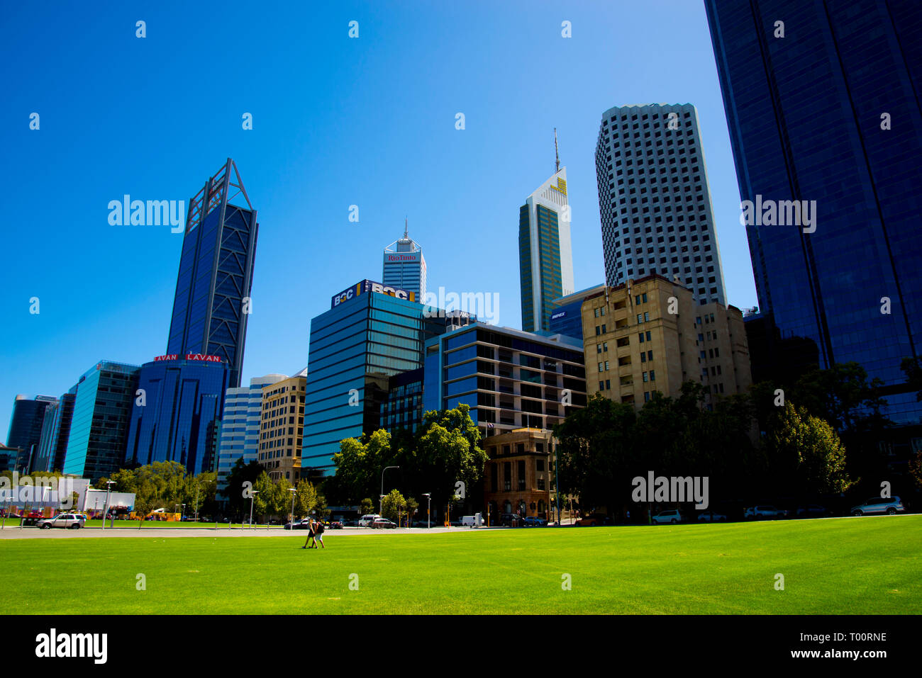 PERTH, AUSTRALIA - March 2, 2019: City buildings seen from Elizabeth ...