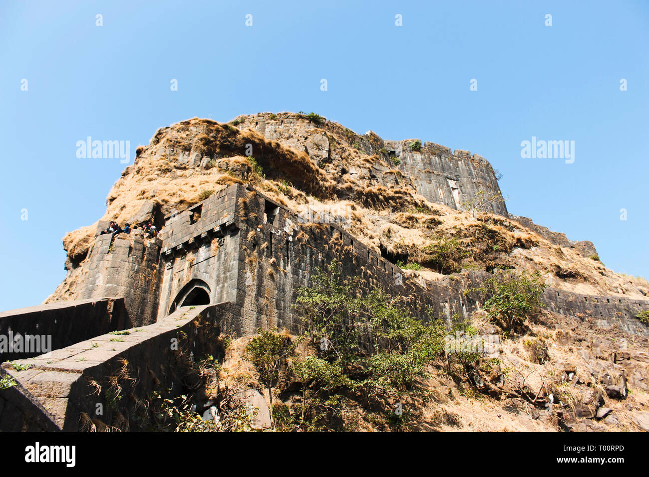 Entrance gate and side view of Lohagad Fort, Pune district, Maharashtra ...