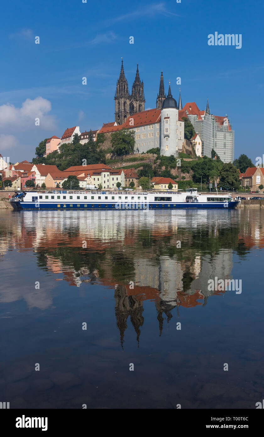 Meissen, Germany - standing on a hill above the river Elbe, the ...