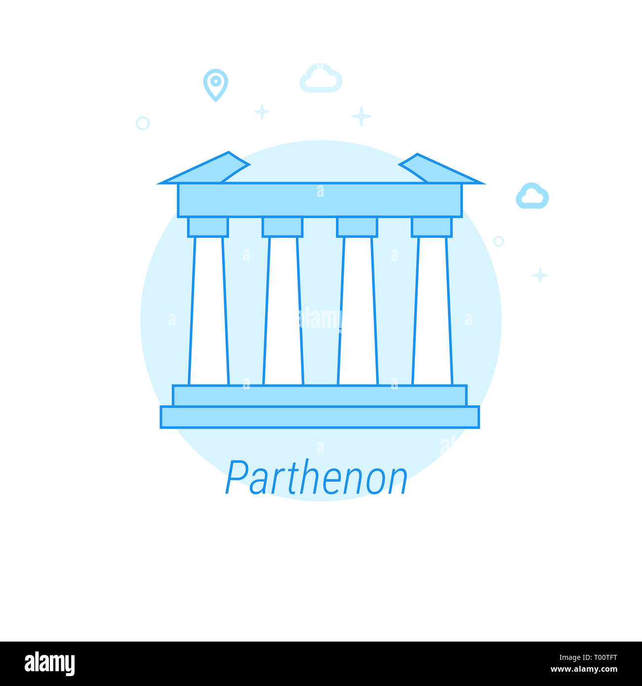 Parthenon, Athens, Greece Flat Icon. Historical Landmarks Related ...