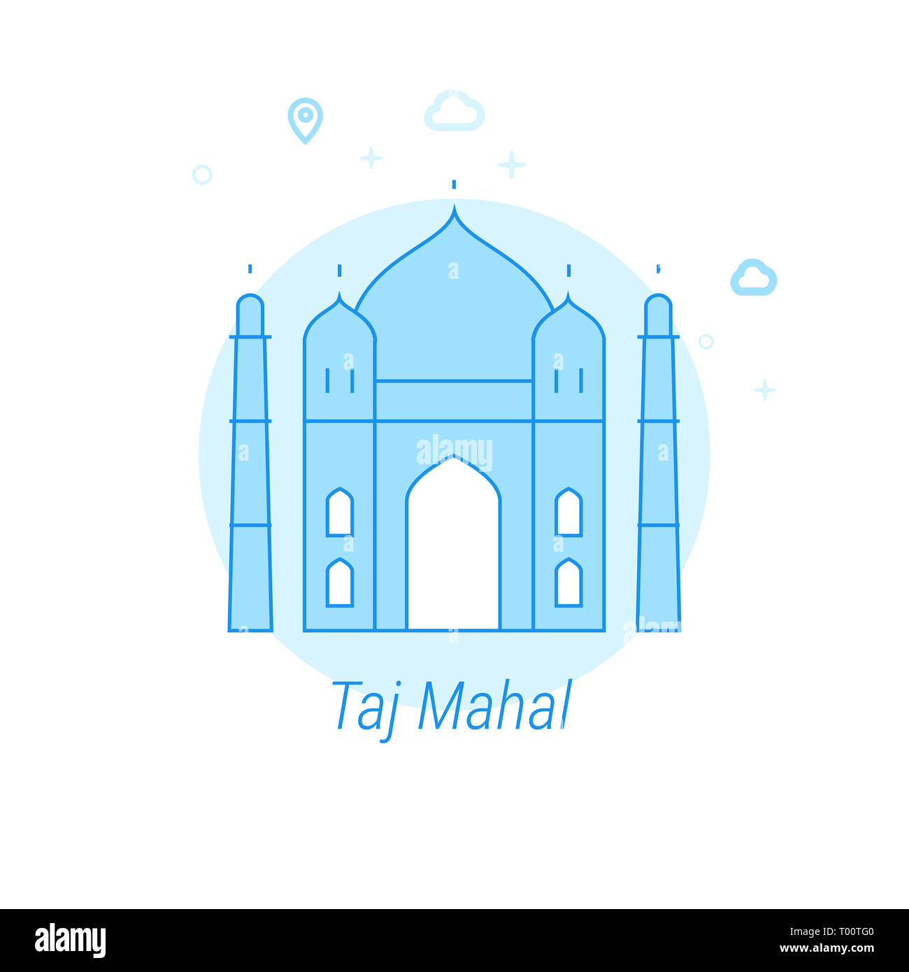 Taj Mahal, India Flat Icon. Historical Landmarks Related Illustration ...