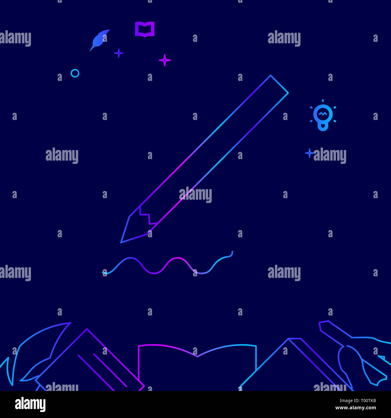 Pencil Writing Line Illustration. Writing, Authors or Education ...