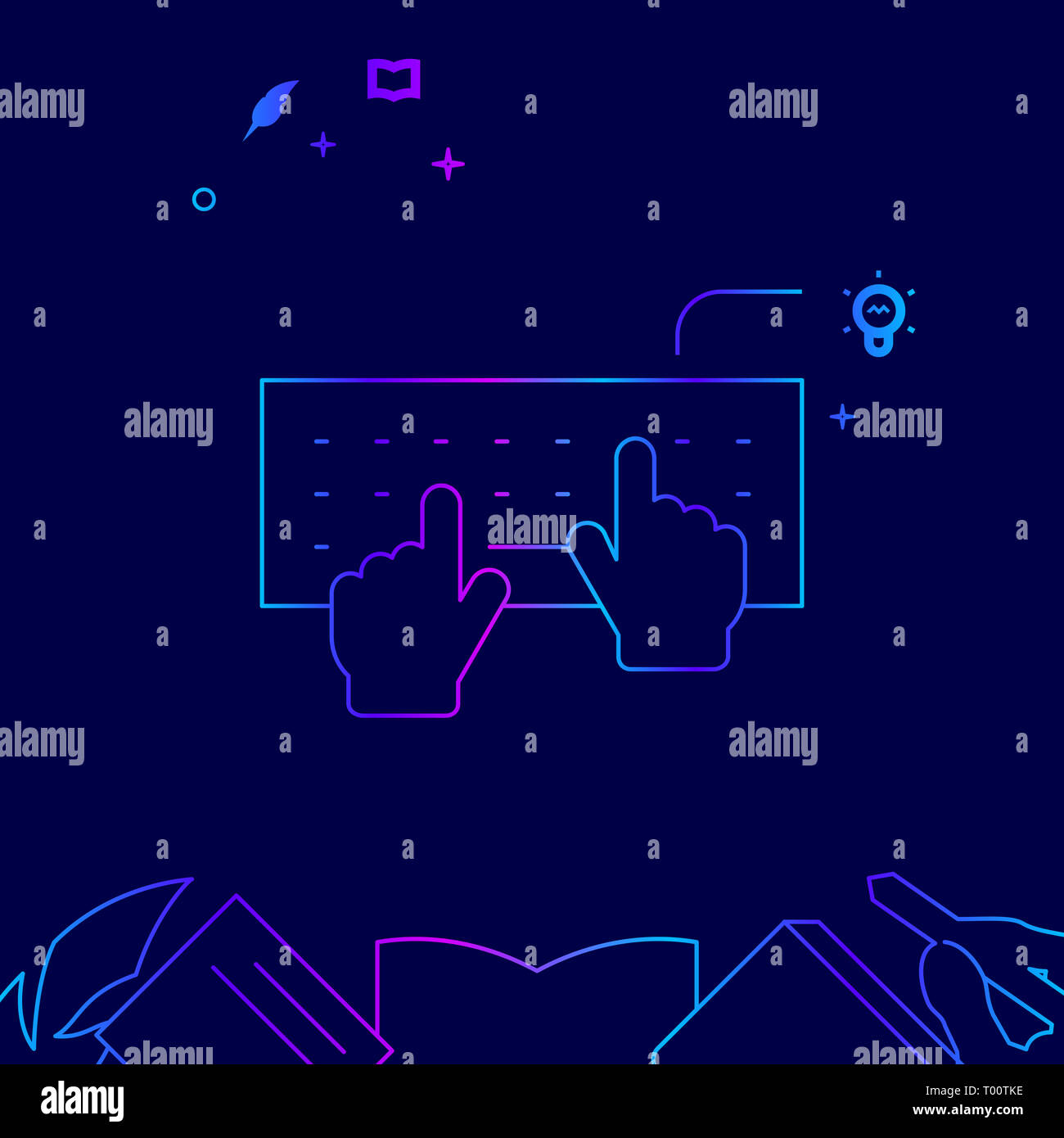 Hands Typing on Keyboard Line Illustration. Writing, Authors, Education ...