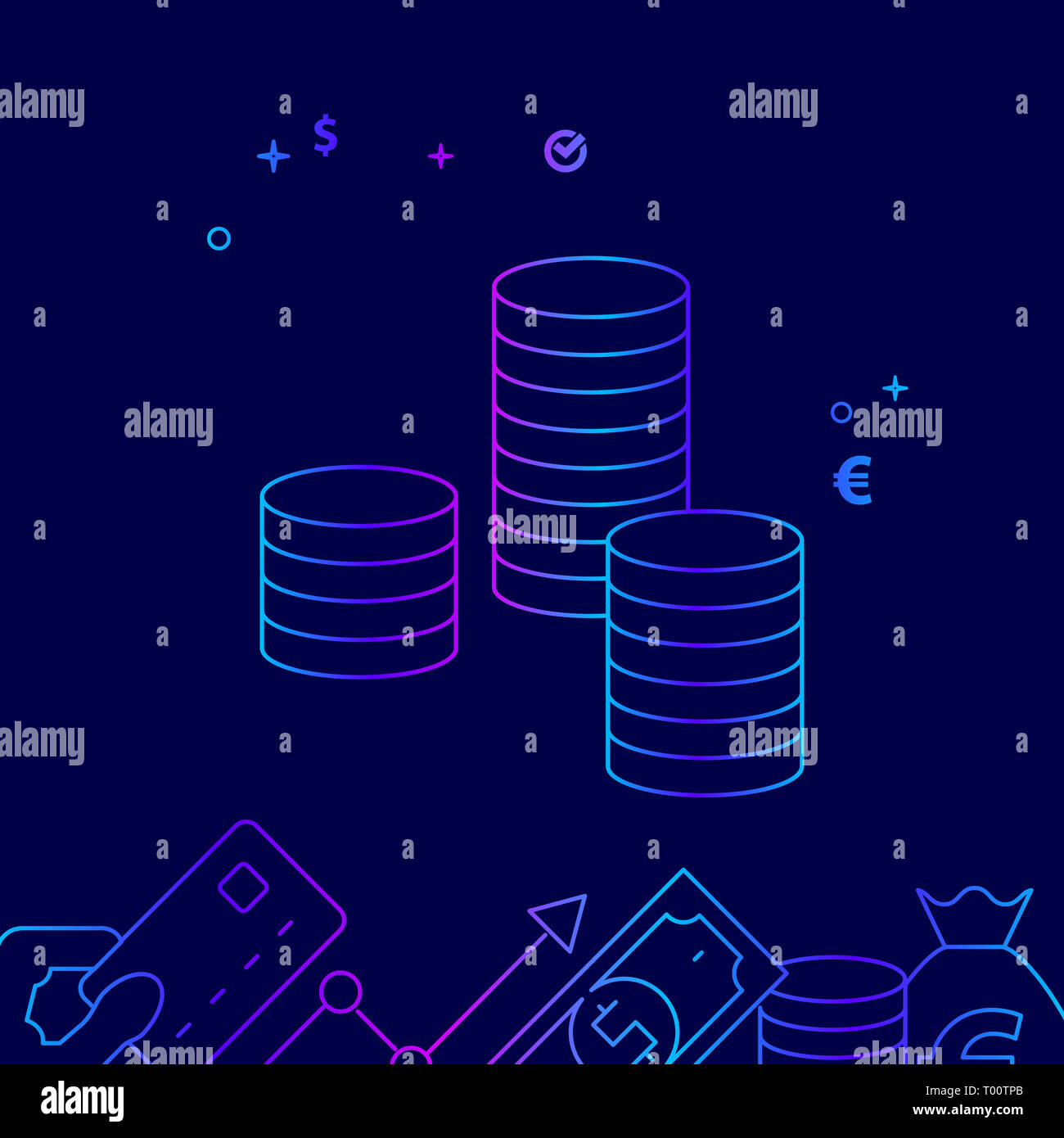 Stack of Coins Line Illustration. Money Related Gradient Icon, Symbol ...