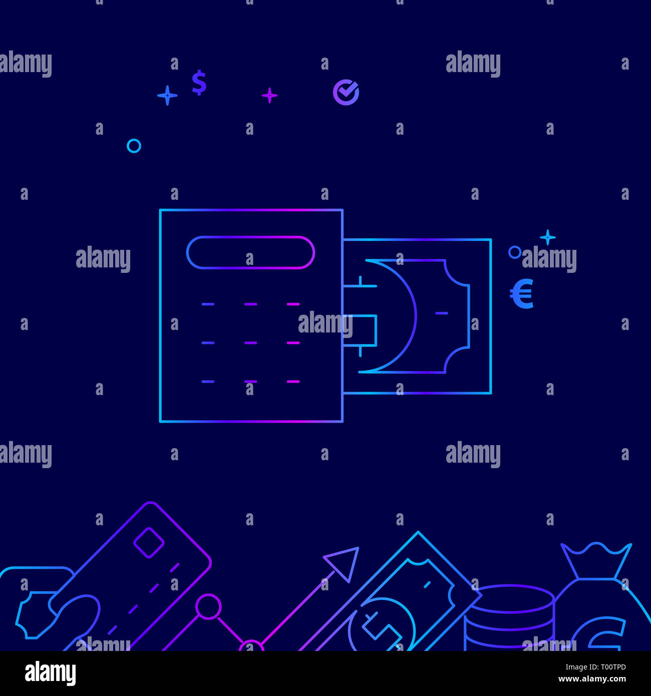 Budget, Money Calculator Line Illustration. Money Related Gradient Icon ...