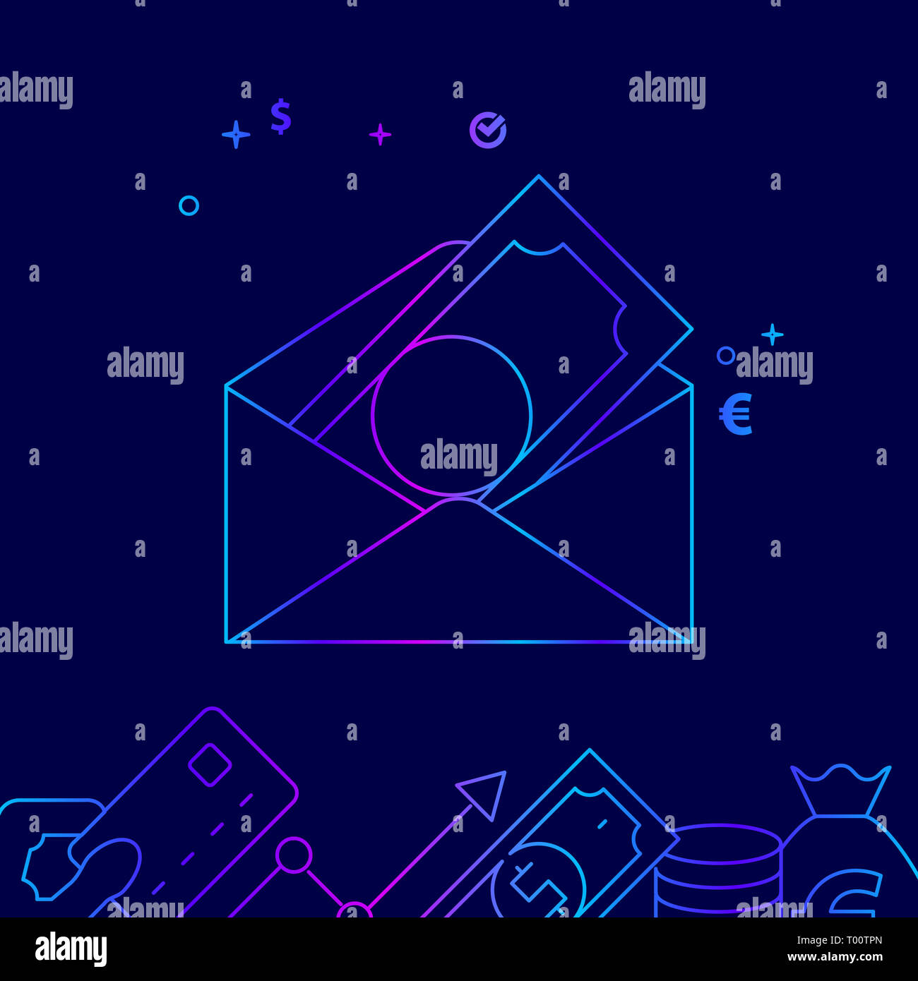 Money Envelope Line Illustration. Money Related Gradient Icon, Symbol ...