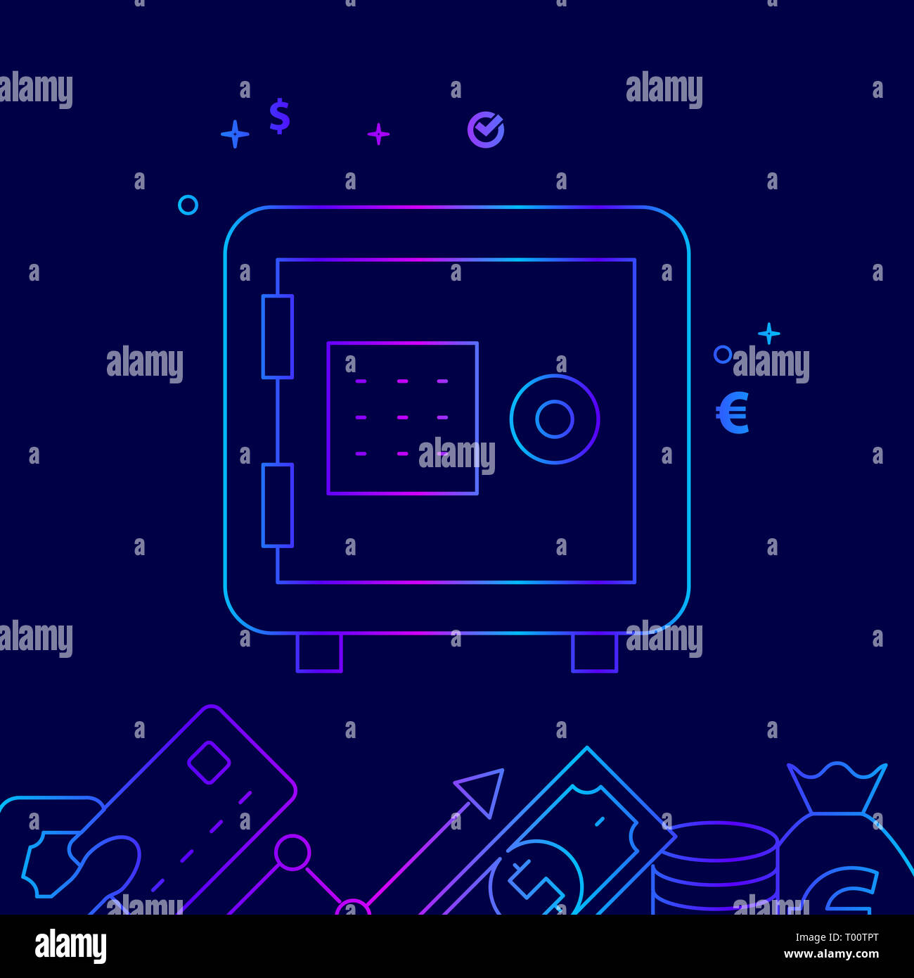 Safe, Deposit Line Illustration. Money Related Gradient Icon, Symbol ...