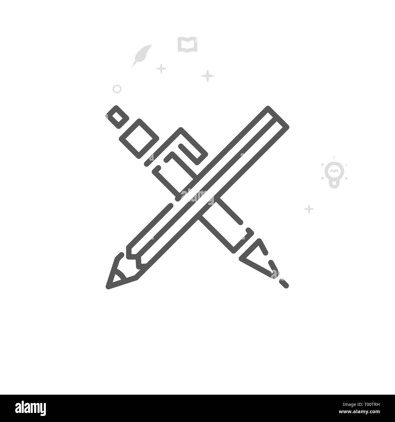 Crossed Pen and Pencil Line Icon. Writing, Authors and Books Symbol ...