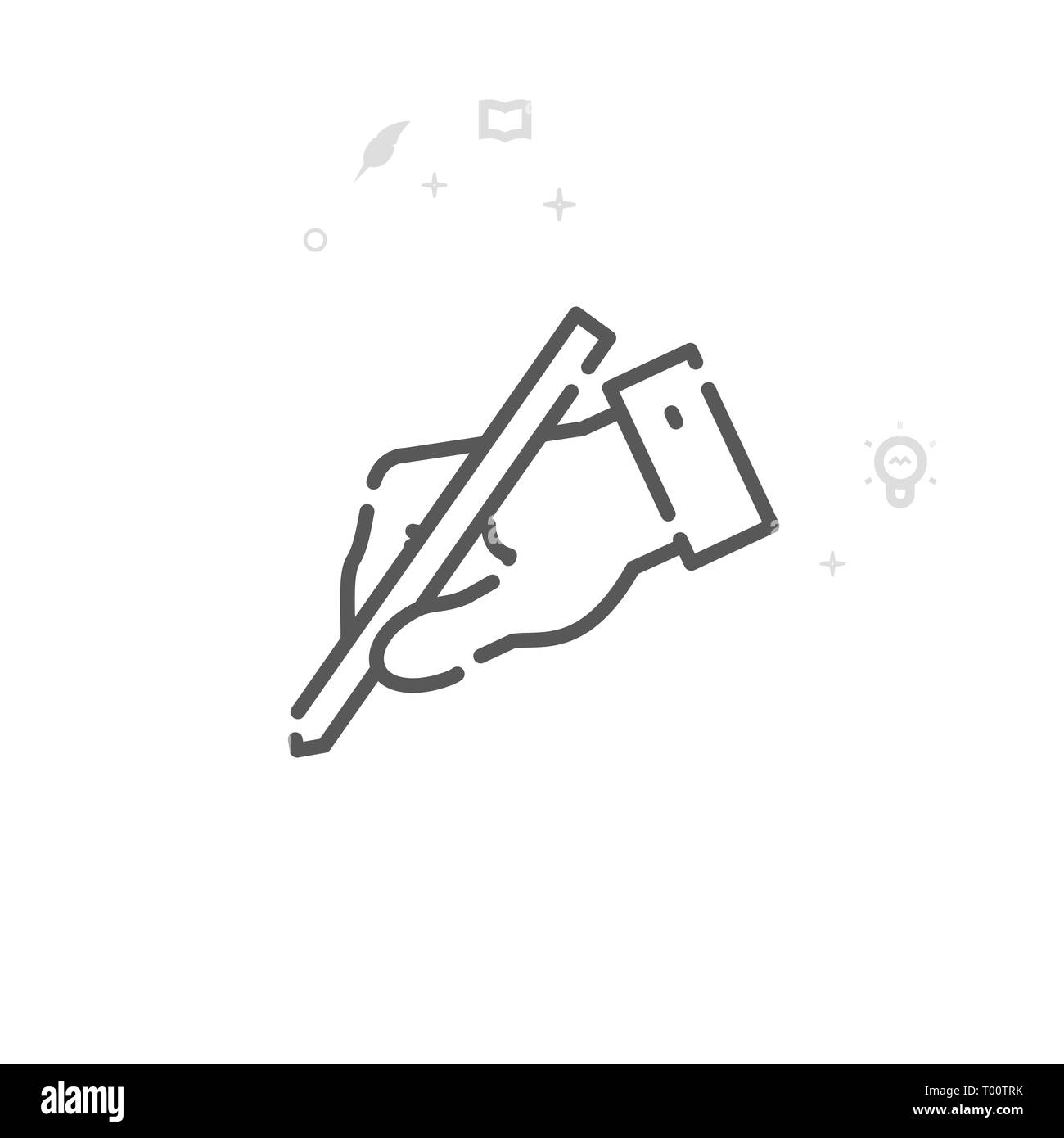 Hand Holding a Pencil Line Icon. Writing, Authors and Books Symbol ...