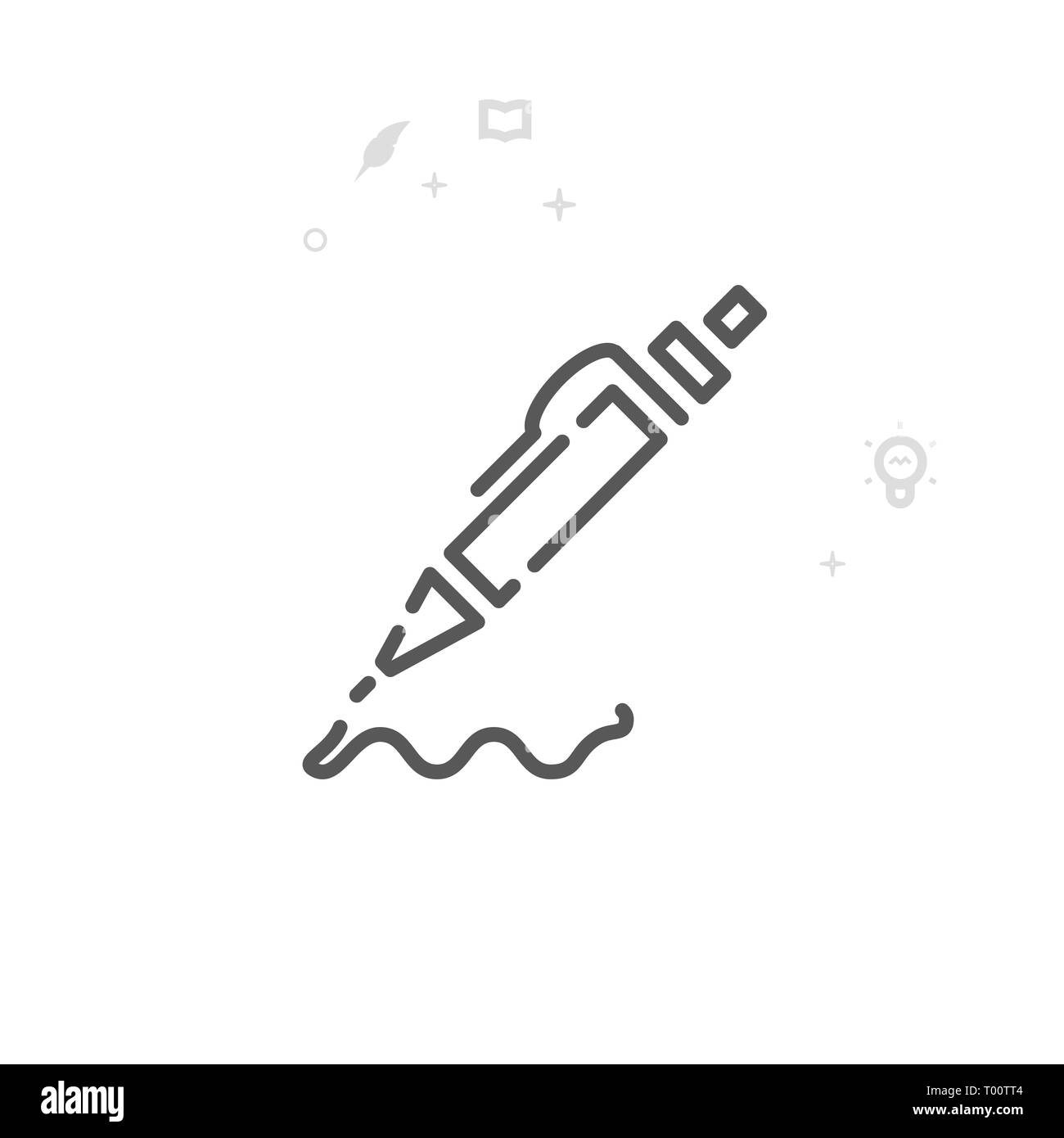 Ballpoint Pen Writing on Paper Line Icon. Writing, Author Symbol ...