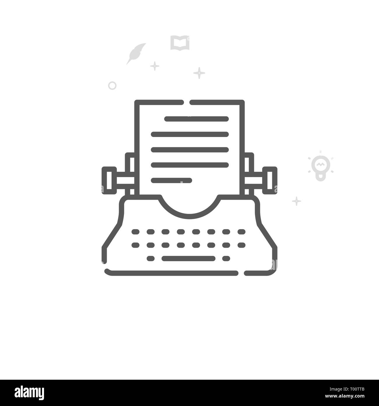 Typewriter Line Icon. Writing, Authors and Books Symbol, Pictogram ...