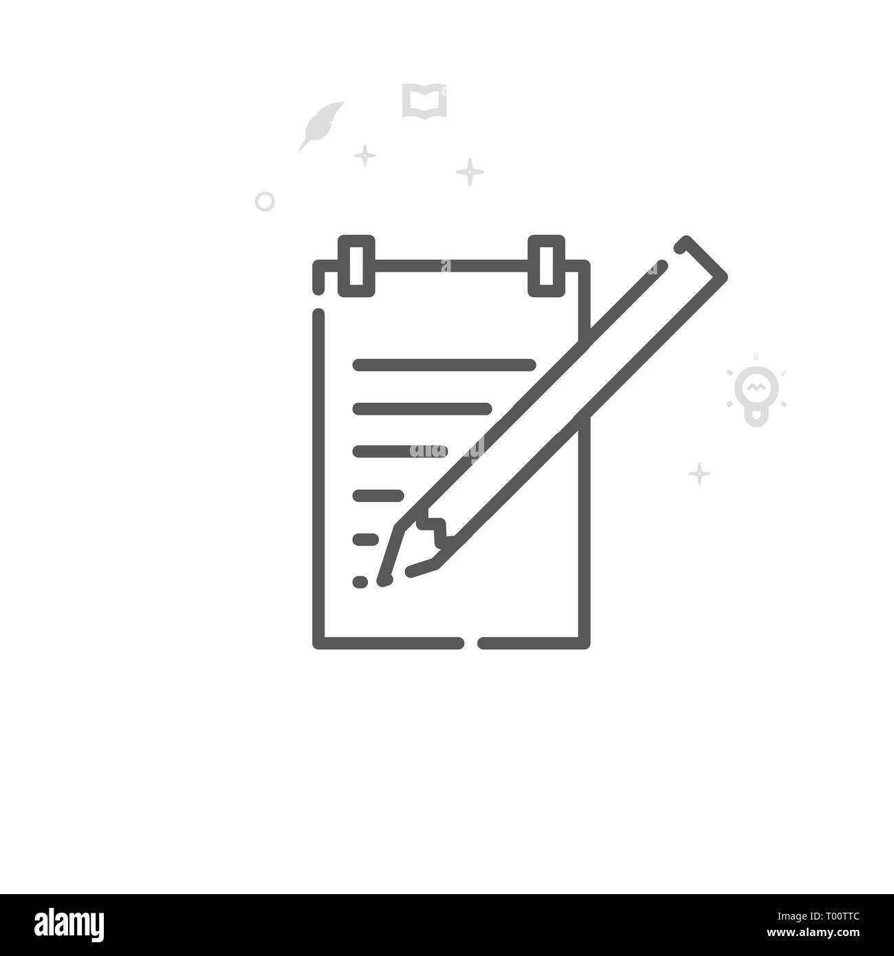 Notepad with Pencil Line Icon. Writing, Authors and Books Symbol ...