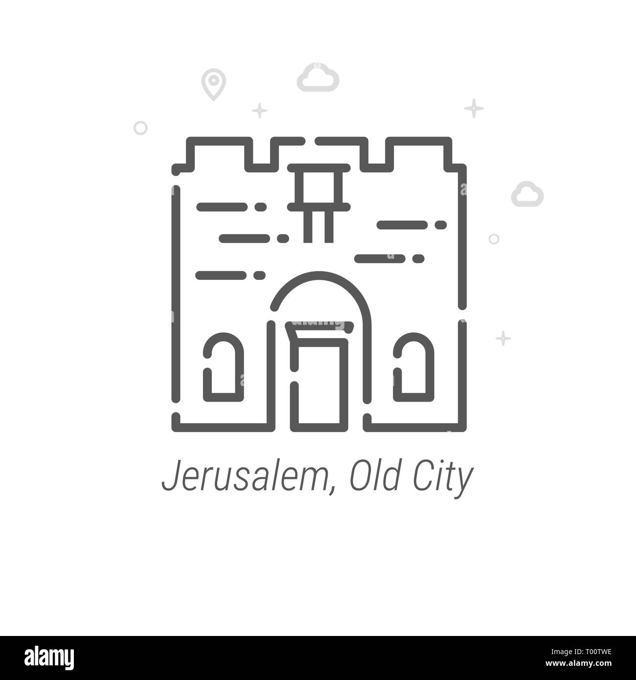 Old City, Jerusalem Line Icon. Historical Landmarks Symbol, Pictogram ...