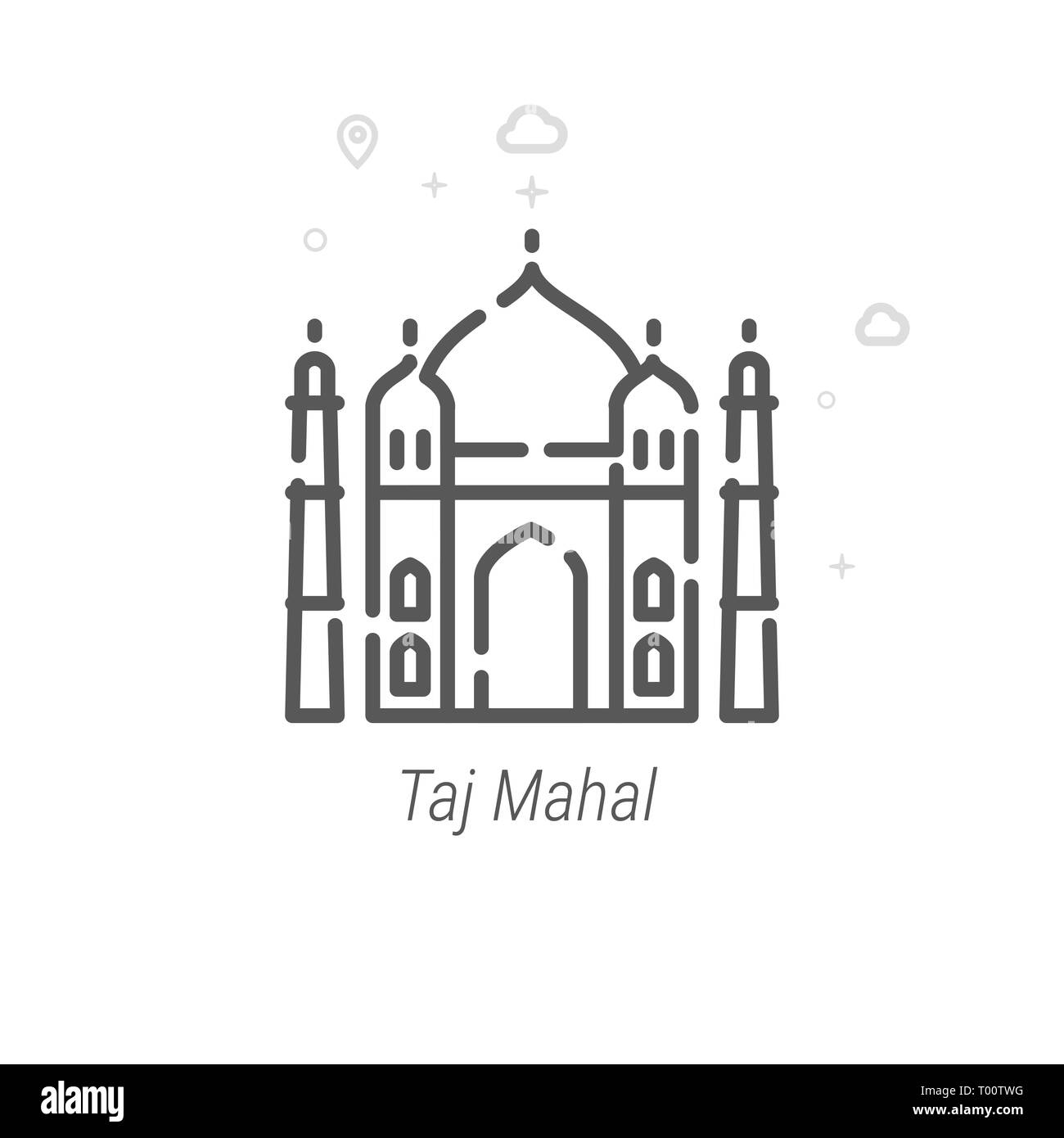 Taj Mahal, India Line Icon. Historical Landmarks Symbol, Pictogram ...
