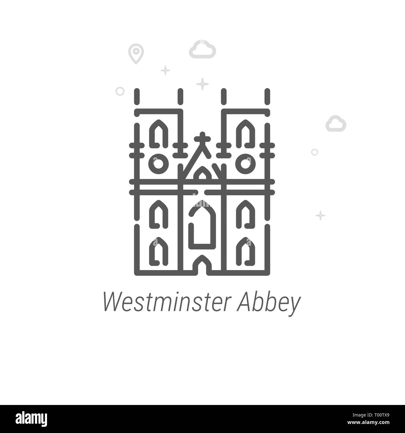 Westminster Abbey, London Line Icon. Historical Landmarks Symbol ...