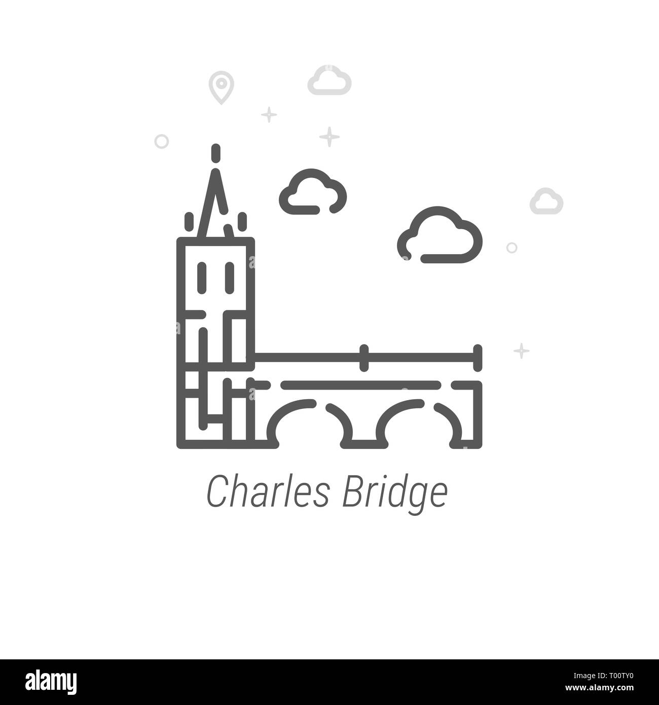 Charles Bridge, Prague Line Icon. Historical Landmarks Symbol ...