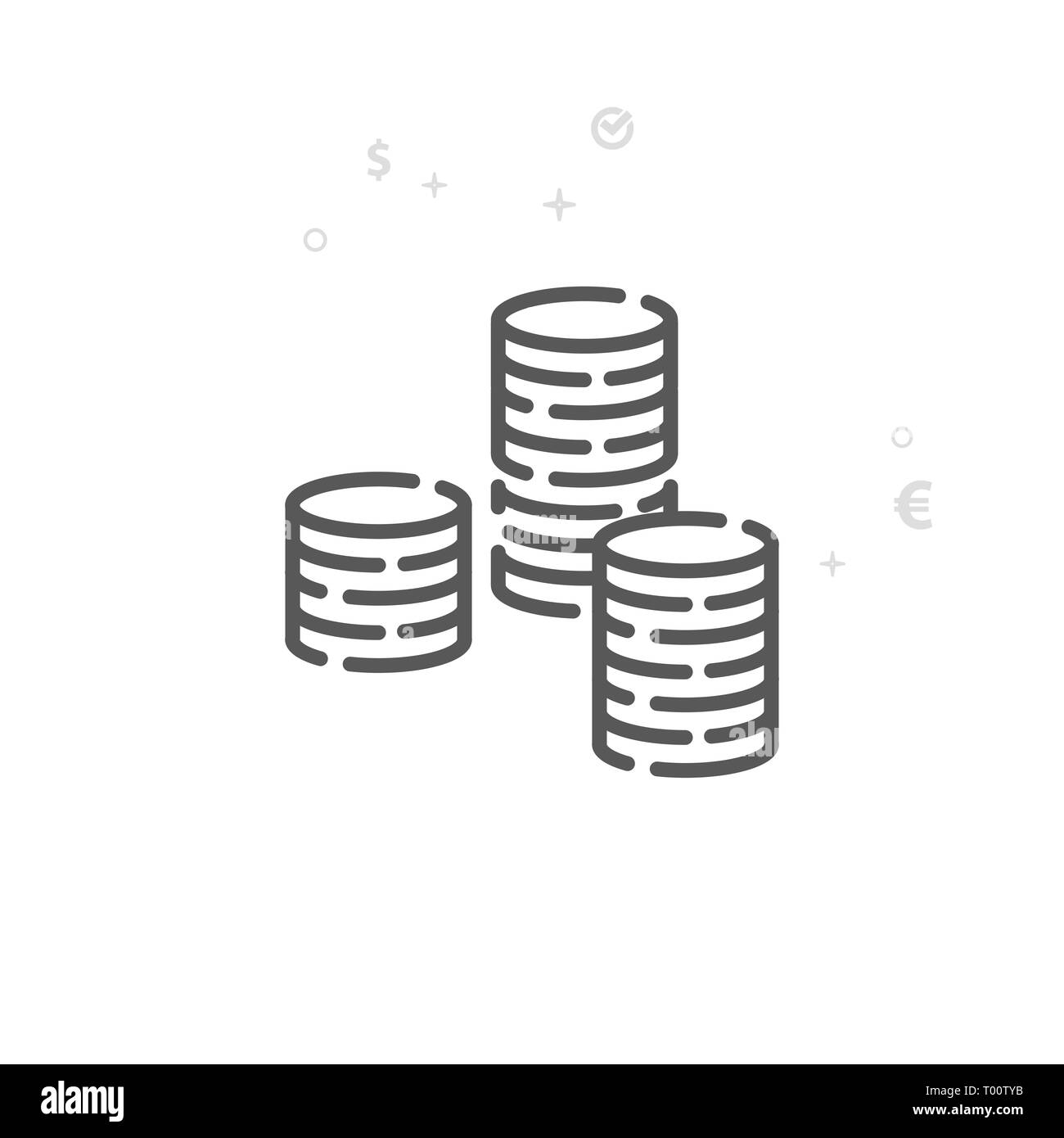 Stack of Coins Line Icon. Money and Finance Symbol, Pictogram, Sign ...
